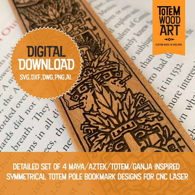 Maya/aztec/totem Inspired Bookmark Cut & Engraving Files - Etsy