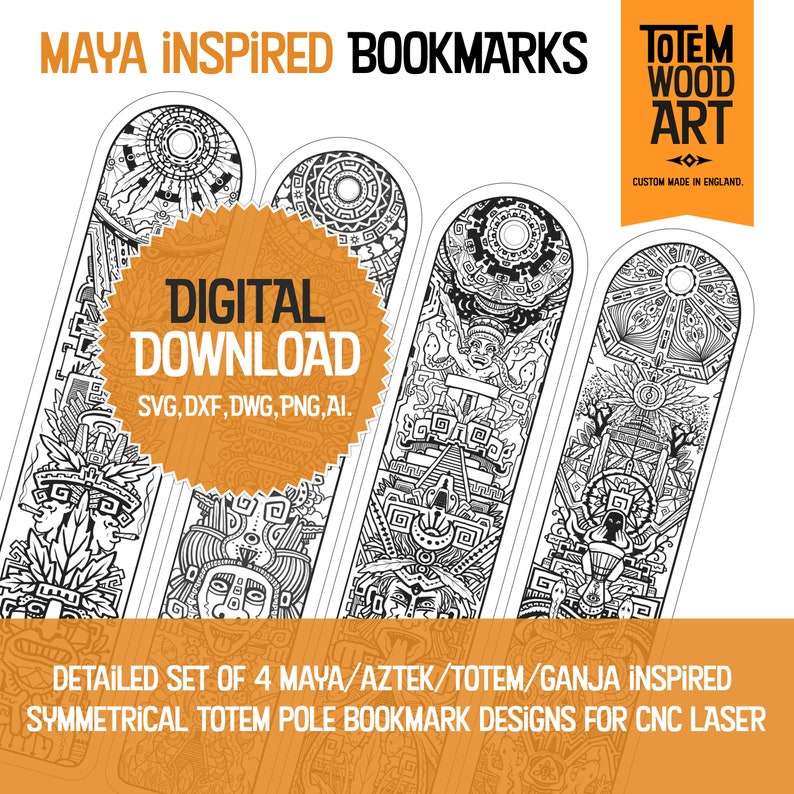 Maya/aztec/totem Inspired Bookmark Cut & Engraving Files - Etsy
