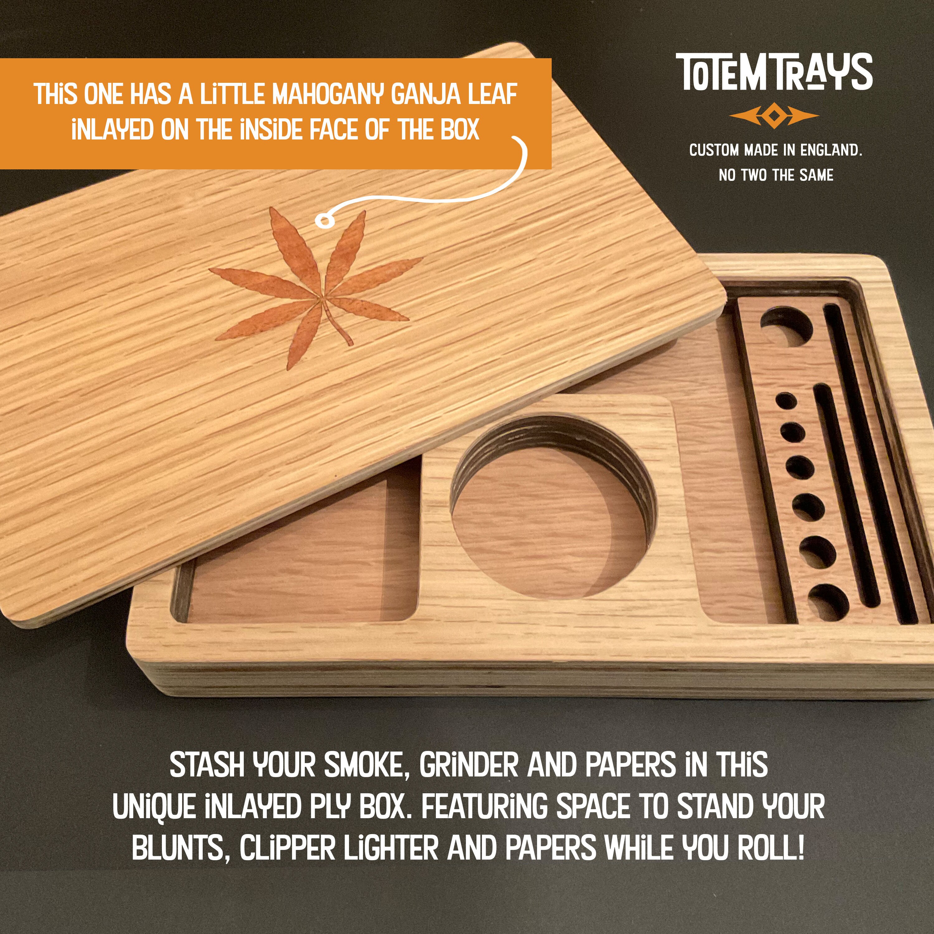 Custom Made Stash Tray by Totem Trays With Magnetic Lid, Mixed Veneers ...