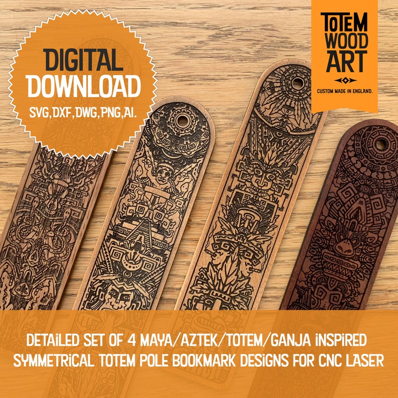 Maya/aztec/totem Inspired Bookmark Cut & Engraving Files - Etsy