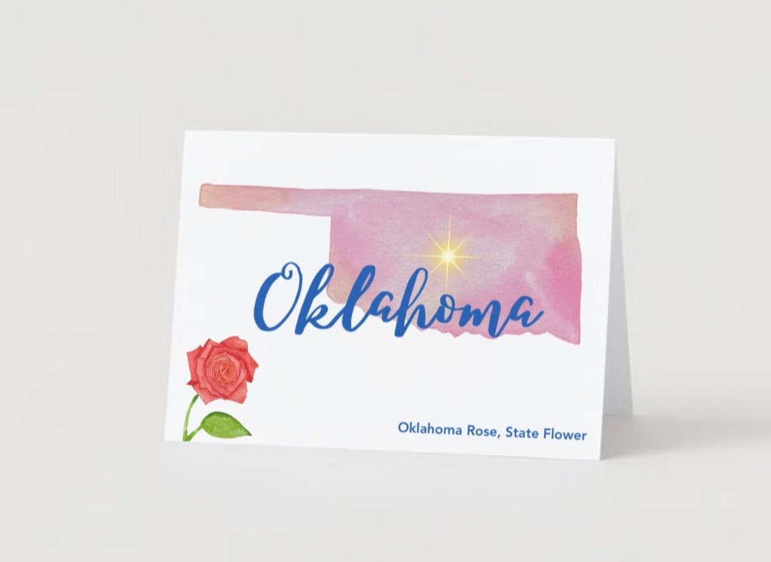 Oklahoma State Flower Rose Watercolor All-occassion Greeting Card - Etsy