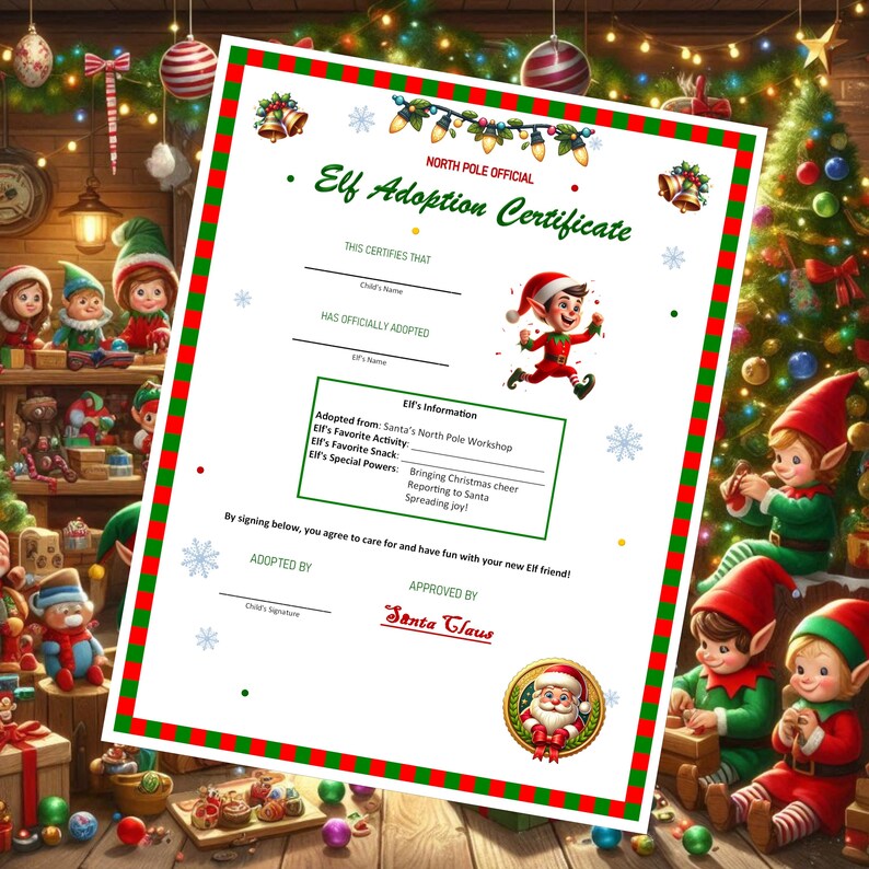 Elf Adoption Certificate - Etsy