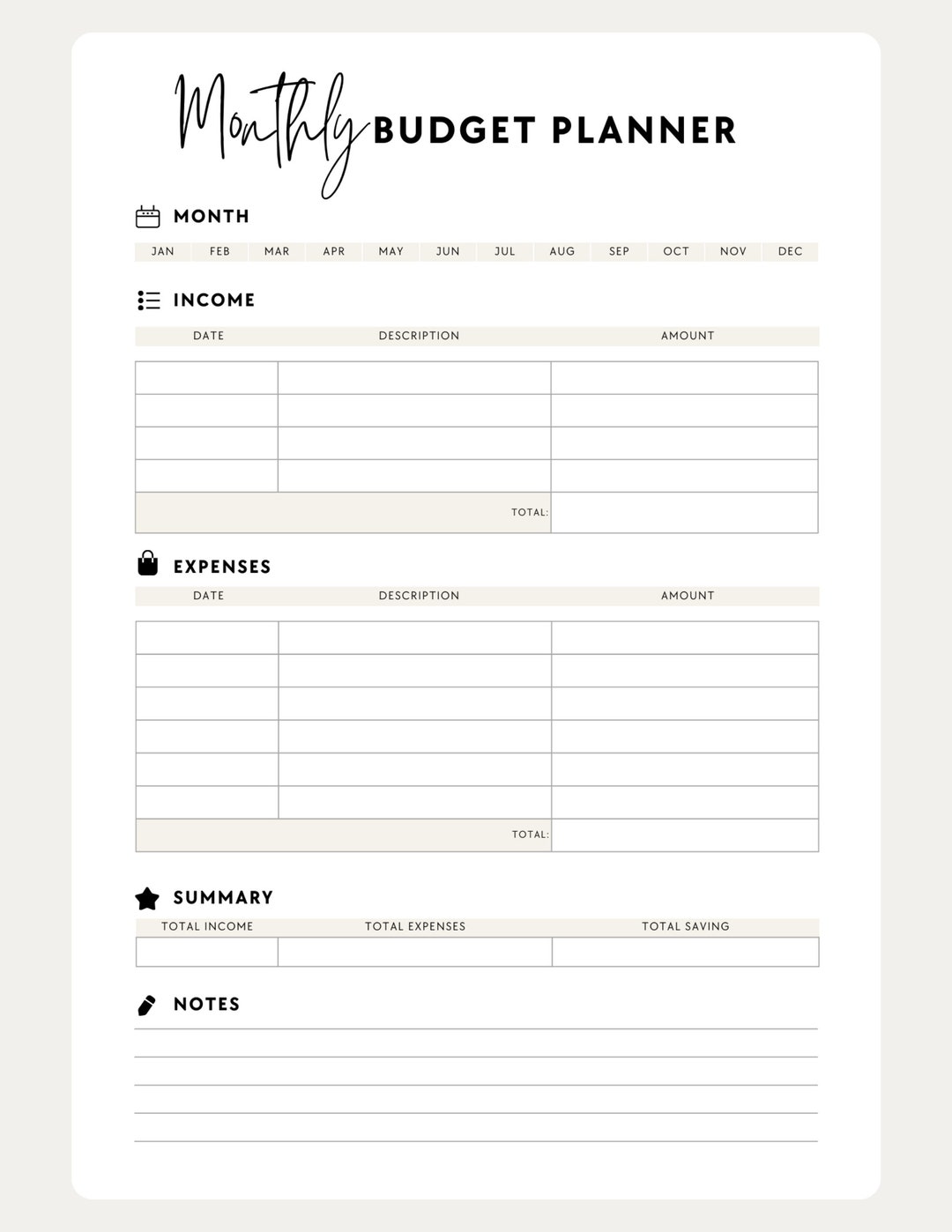 Digital Printable 2024 Budget Planner , Yearly Goals, Organization , - Etsy