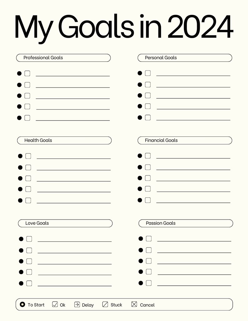 Digital Printable 2024 Goal Planner P , Yearly Goals, Organization ...
