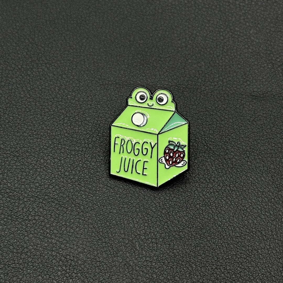 Froggy Juice Enamel Pin – Cute Kawaii Frog Juice Carton Pin – Fun Lapel ...