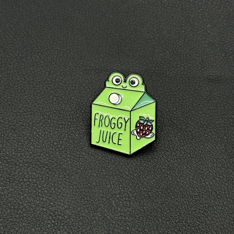 Froggy Juice Enamel Pin – Cute Kawaii Frog Juice Carton Pin – Fun Lapel ...
