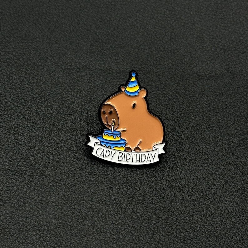 Capybara Birthday Enamel Pin – Cute “capy Birthday” Kawaii Pin ...