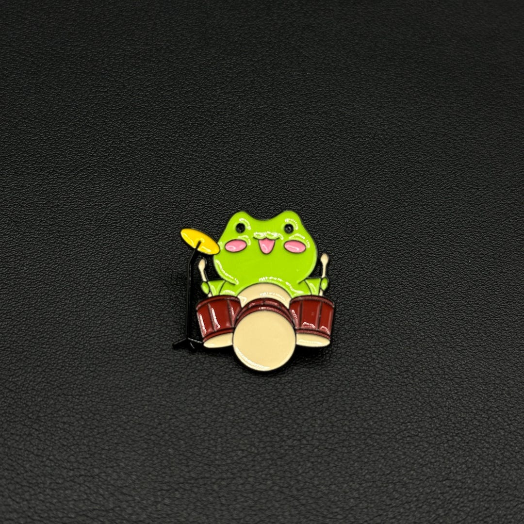 Frog Drummer Enamel Pin – Cute Kawaii Frog Music Pin – Drum Set Lapel ...