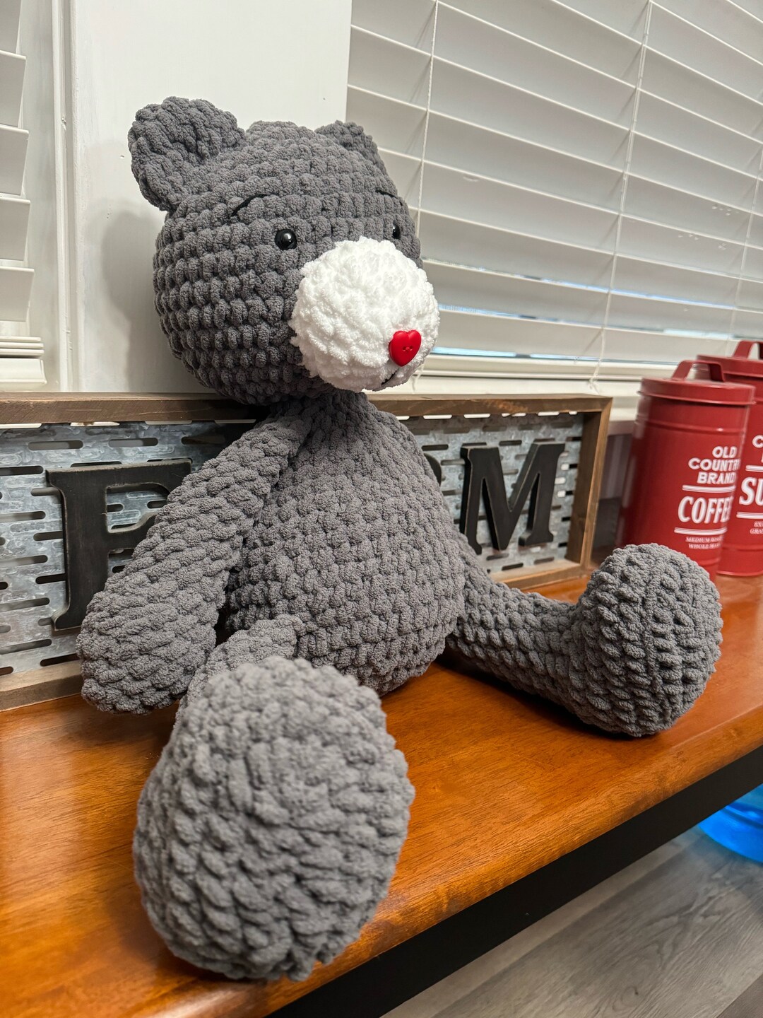 Large Crochet Plush Bear: Handmade Fluffy Teddy Snuggle Buddy - Etsy