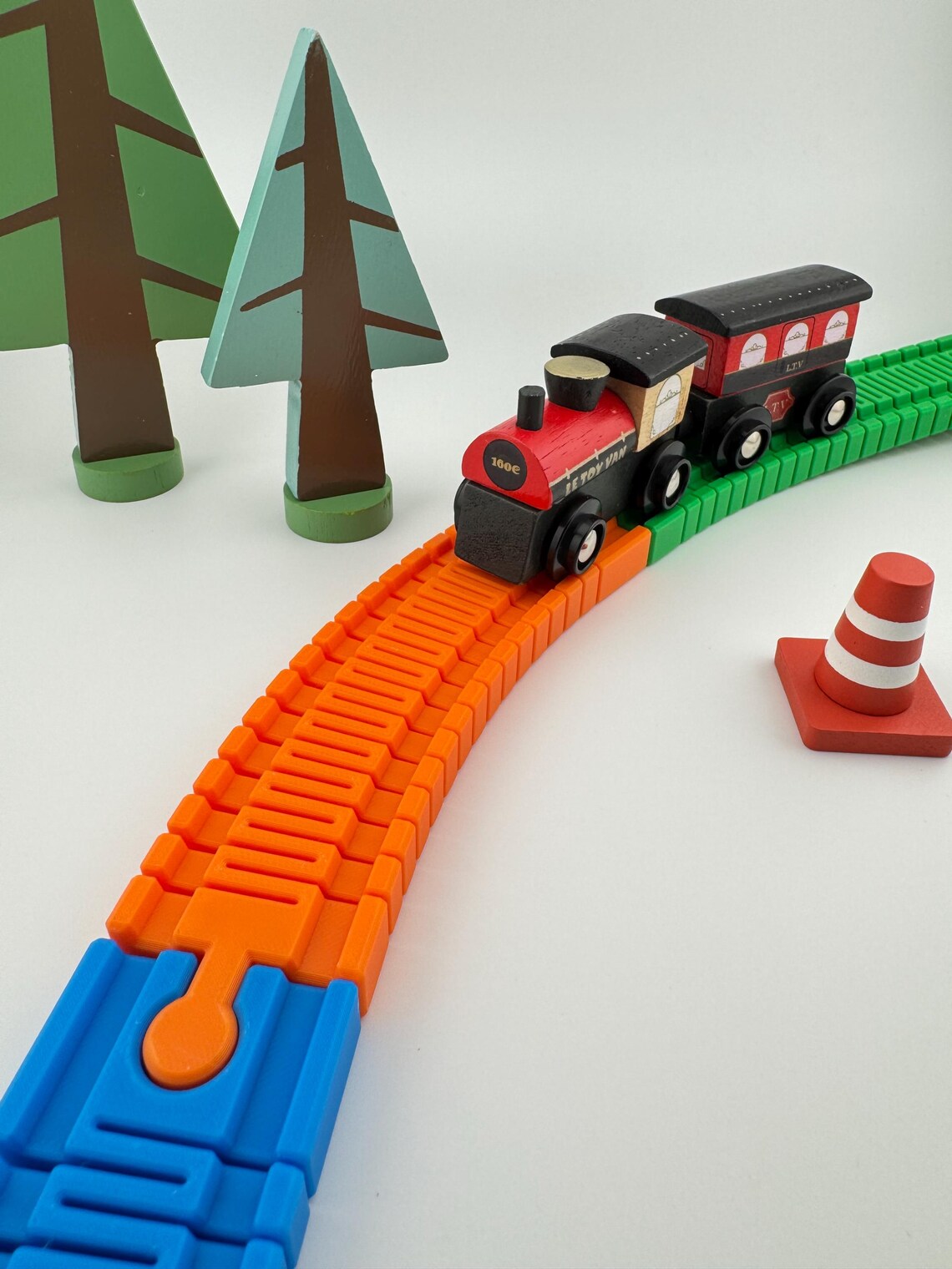 Bendy Toy Train Track Extension of BRIO / HAPE / IKEA, Flexible Solid ...