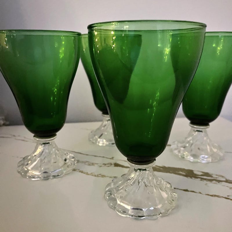 Green Water Goblets - Etsy