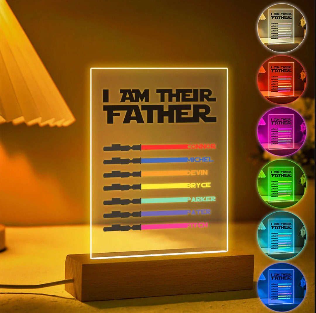 Personalized I Am Their Father Night Light Acrylic Light Saber Plaque ...