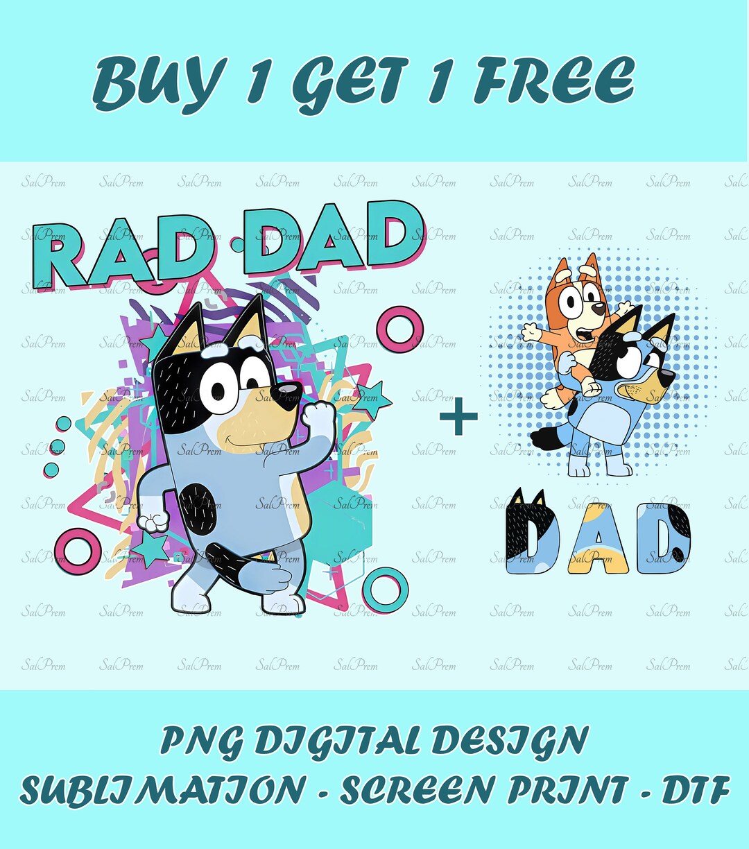 Buy 1 Get 1 Free Retro 90s Bluey Rad Dad PNG, Bluey Rad Dad PNG, Bluey ...