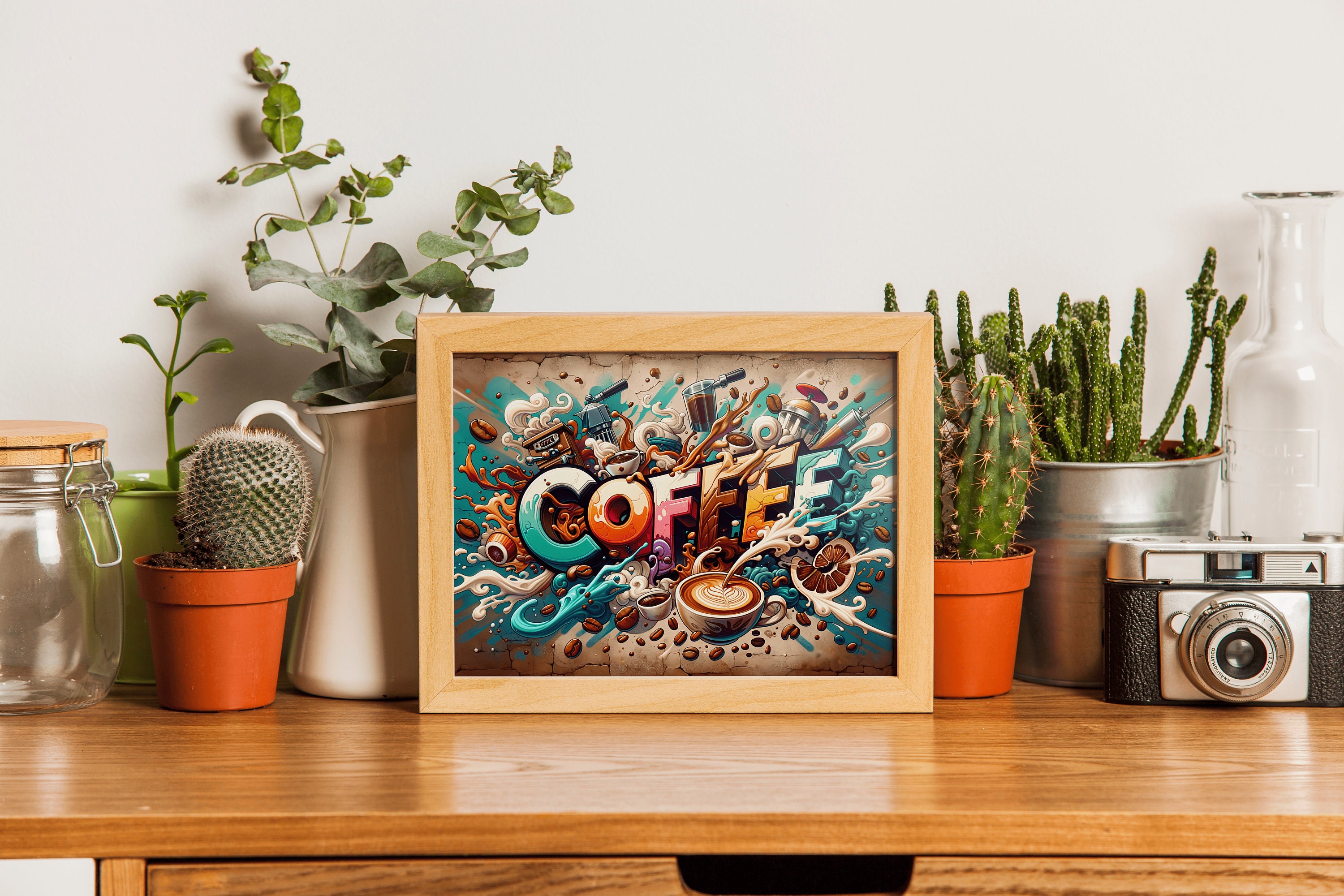 Coffee Graffiti Street Art Digital Artwork Illustrated Art for Coffee ...