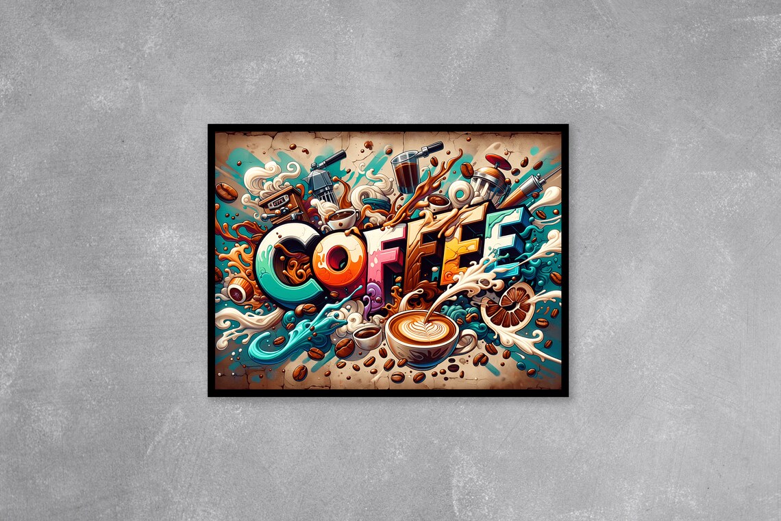 Coffee Graffiti Street Art - Digital Artwork | Illustrated Art for ...