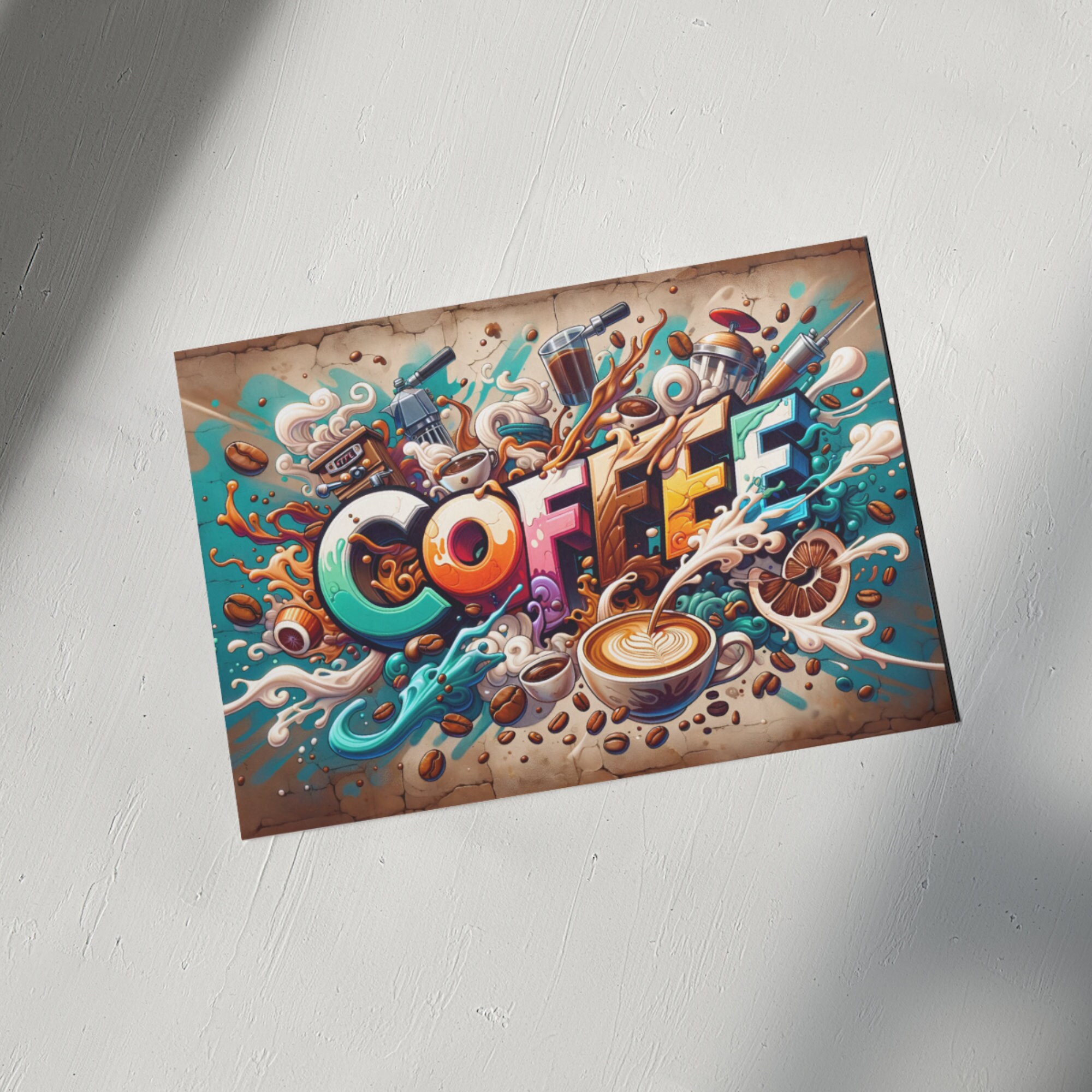 Coffee Graffiti Street Art Digital Artwork Illustrated Art for Coffee ...