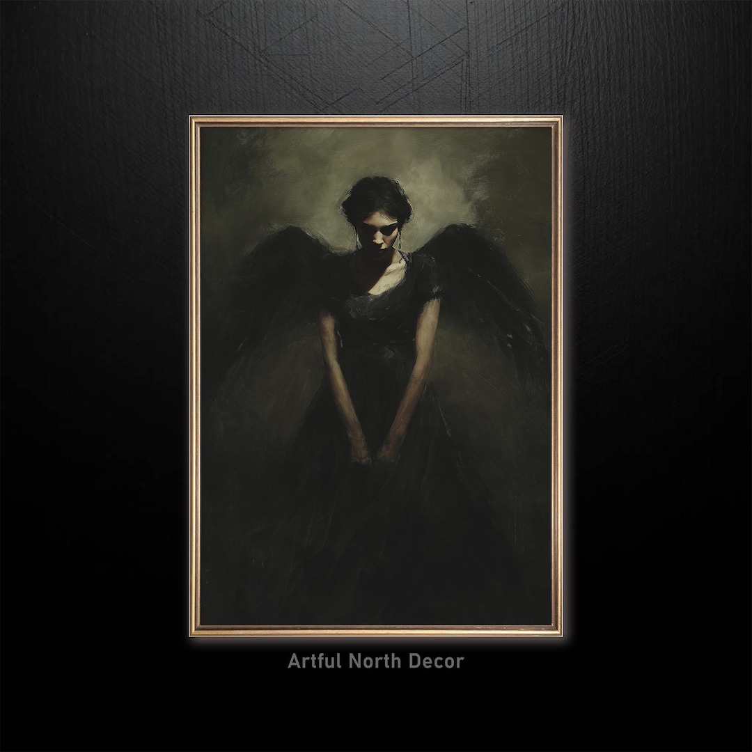 Moody Angel | Dark Academia Art | Moody Wall Art | Dark Wall Art ...