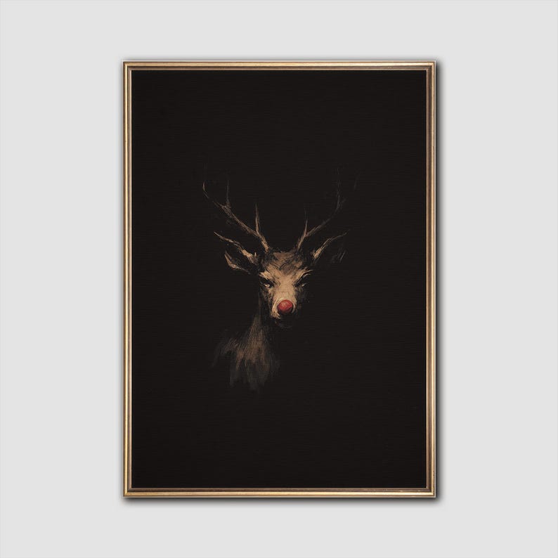 Vintage Reindeer Print – Moody Gothic Christmas Print (digital Download ...