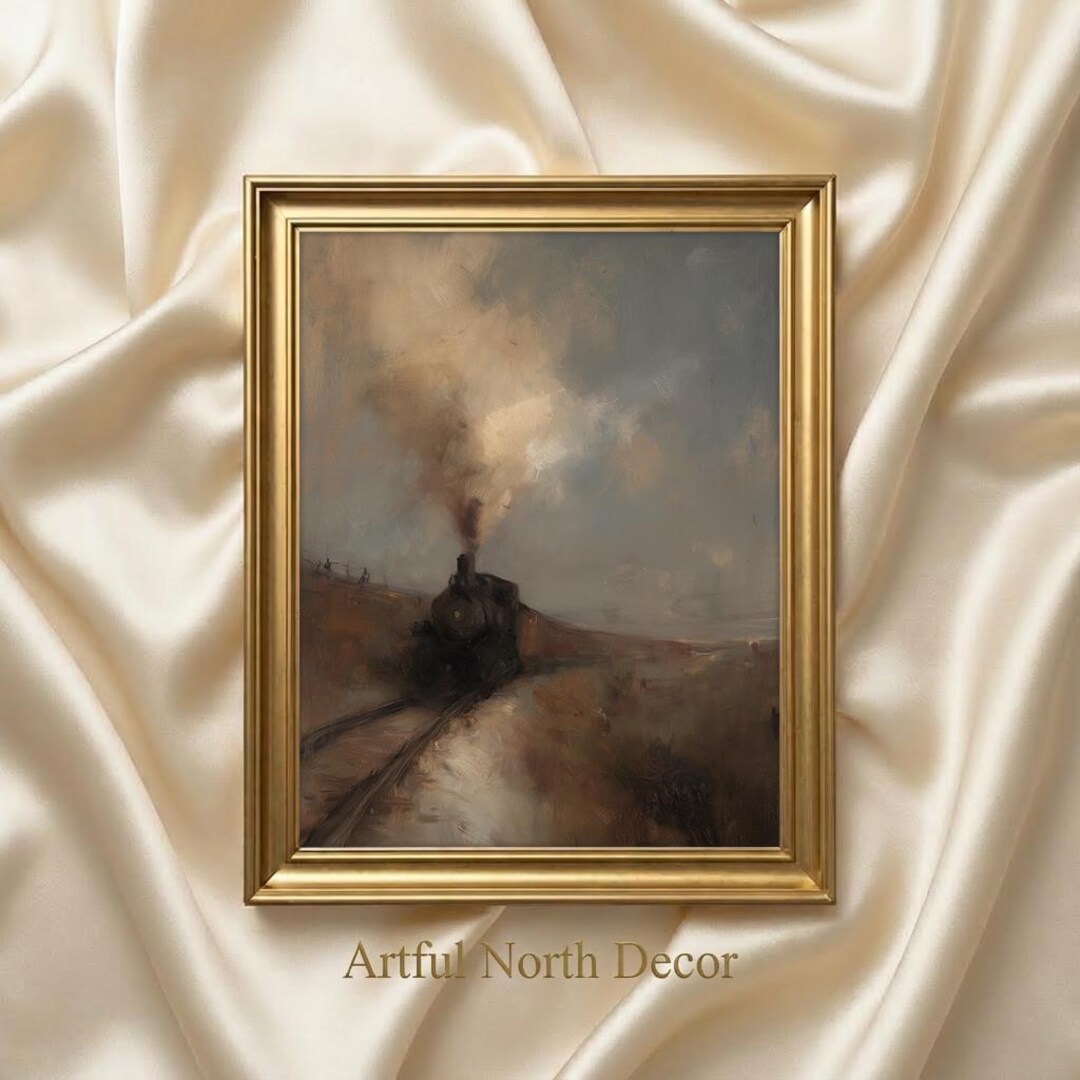 Western Ghost Train – Moody Railroad Landscape Printable Wall Art ...