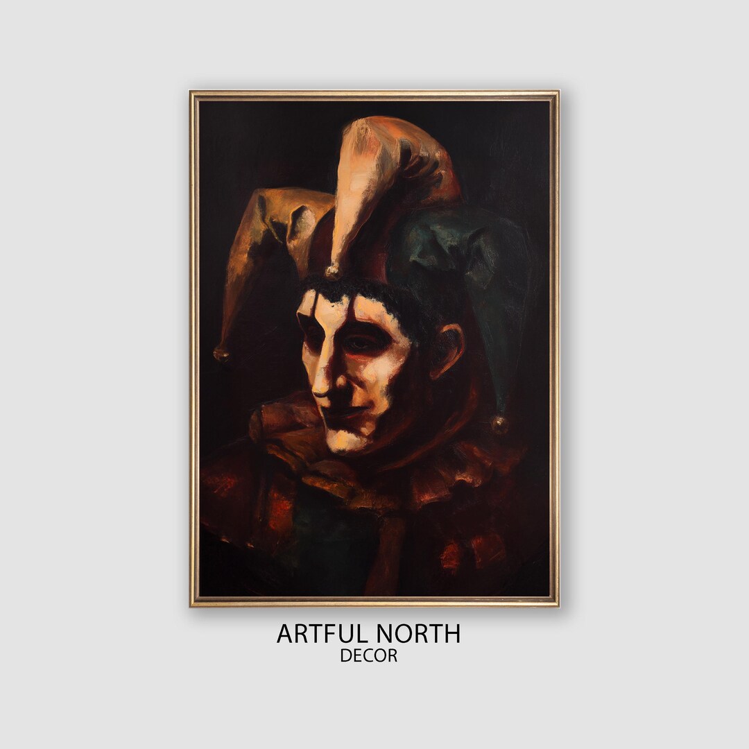 Court Jester, Medieval Wall Art, Moody Wall Art, Medieval Jester, Dark ...