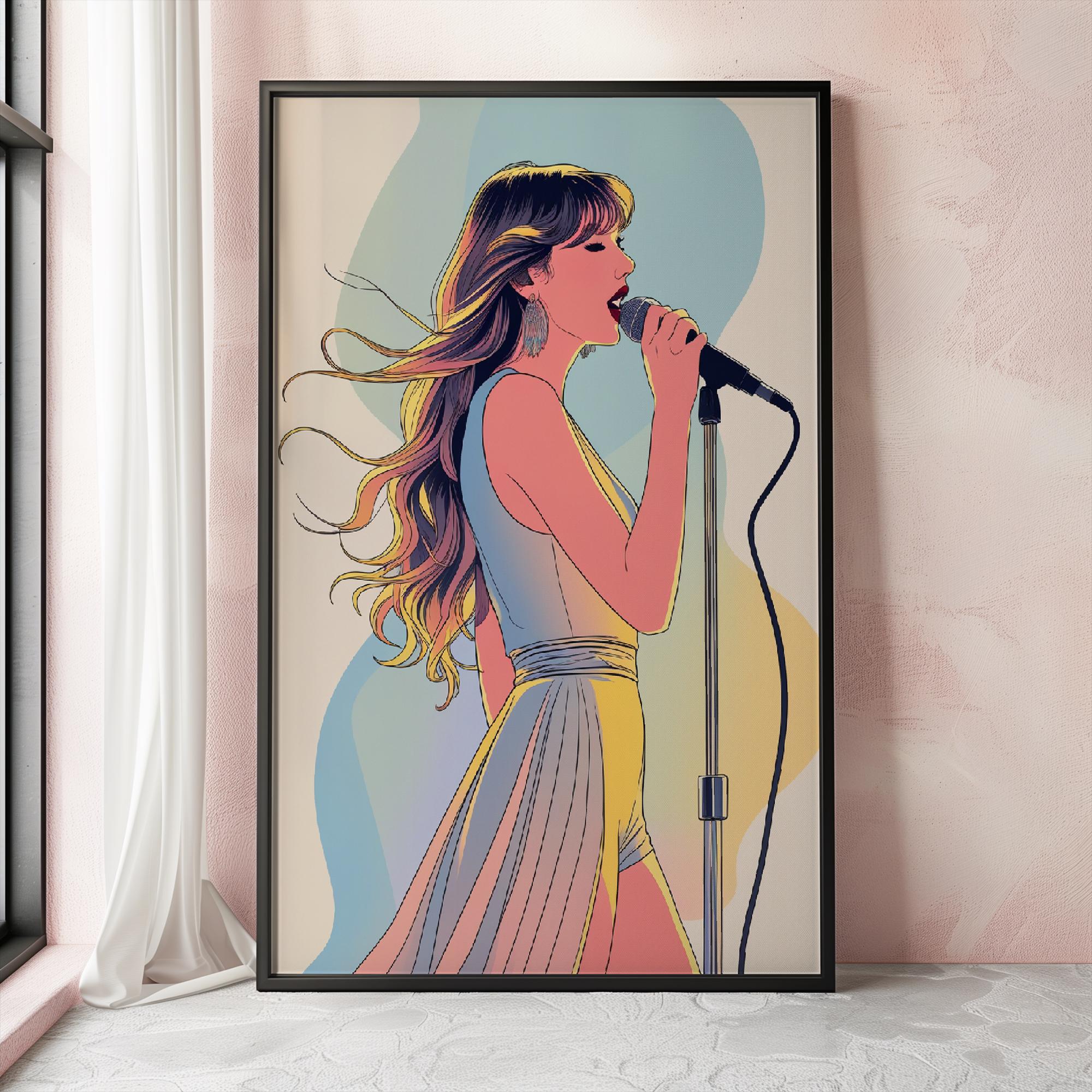 Taylor Swift Poster Trendy Wall Art Taylor Swift Digital Painting Retro ...
