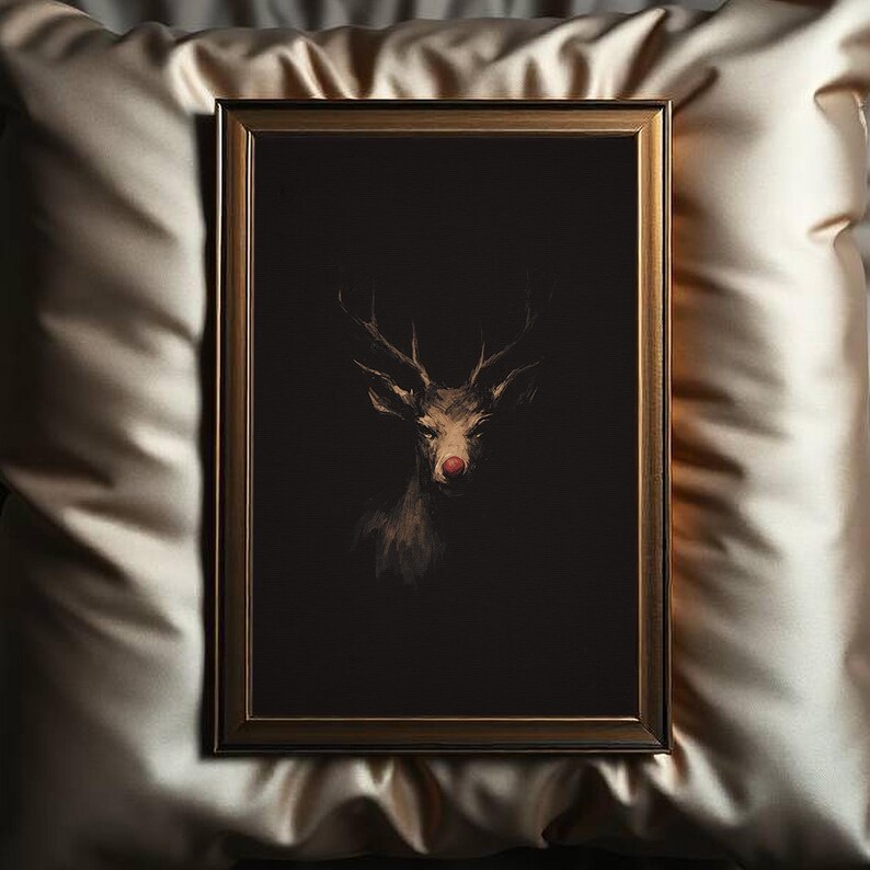 Vintage Reindeer Print – Moody Gothic Christmas Print (digital Download ...