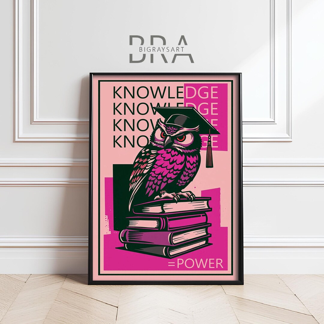 Motivational Poster Knowledge is Power Preppy Pink Poster Trendy Poster ...