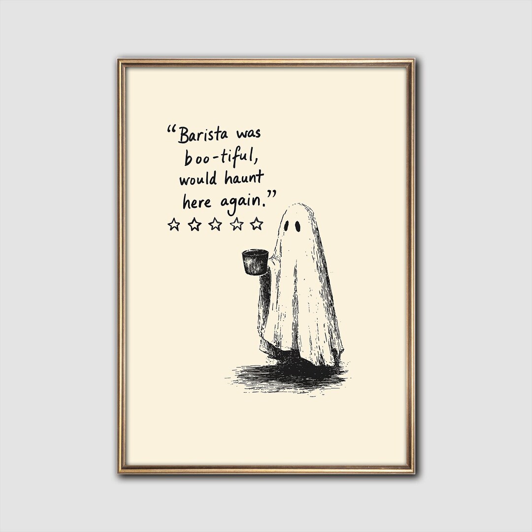 Spooky Ghost Coffee Review Print: Moody Barista Art (digital Download ...