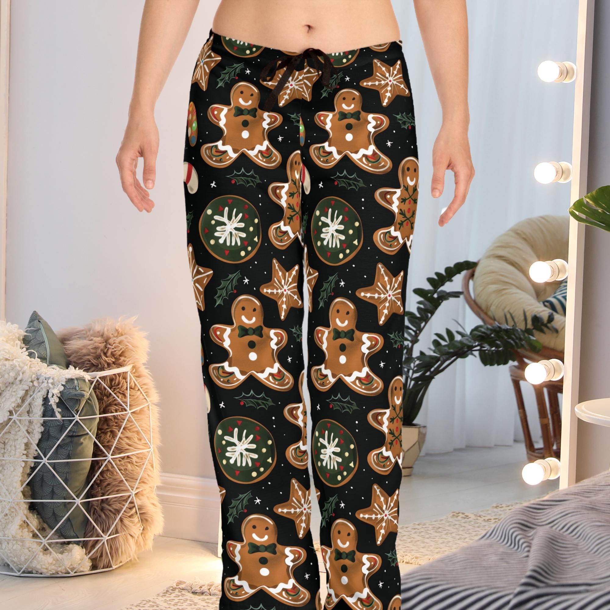 Gingerbread Man Cookie Pajama Pants, Women's Sleepwear, Lounge Pants ...