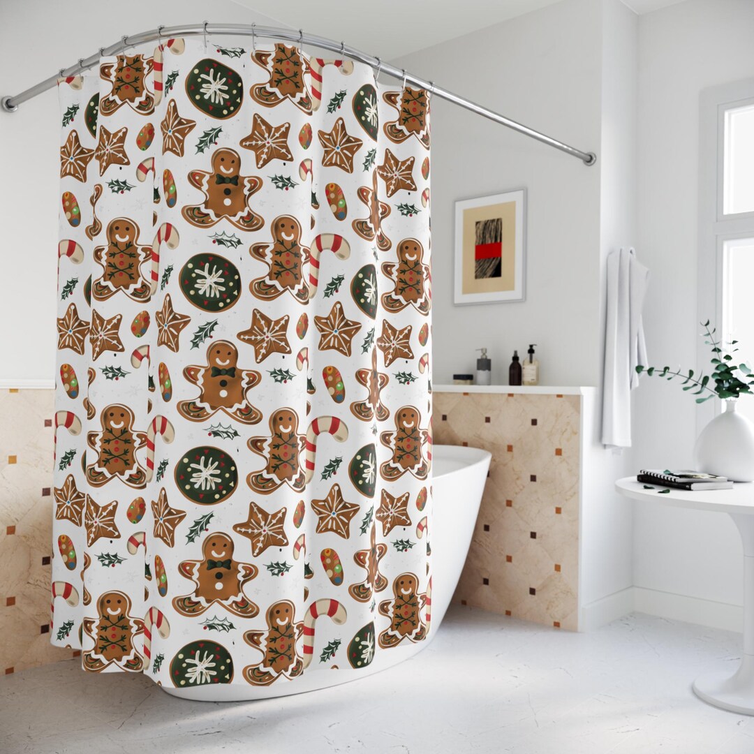 Gingerbread Cookie Shower Curtain Festive Holiday Decor, Christmas ...