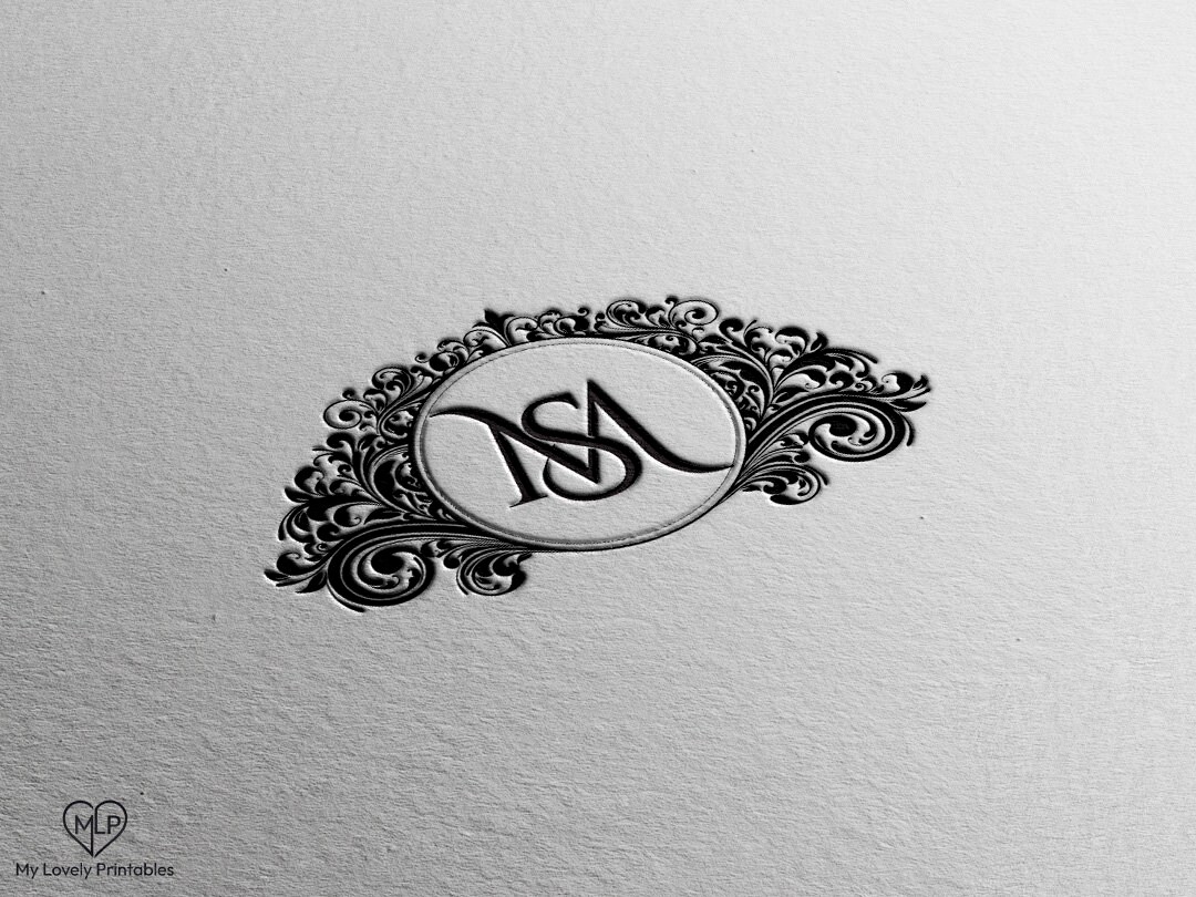 Elegant Monogram With Ornate Scrollwork, Intertwined Fonts Wedding Logo ...