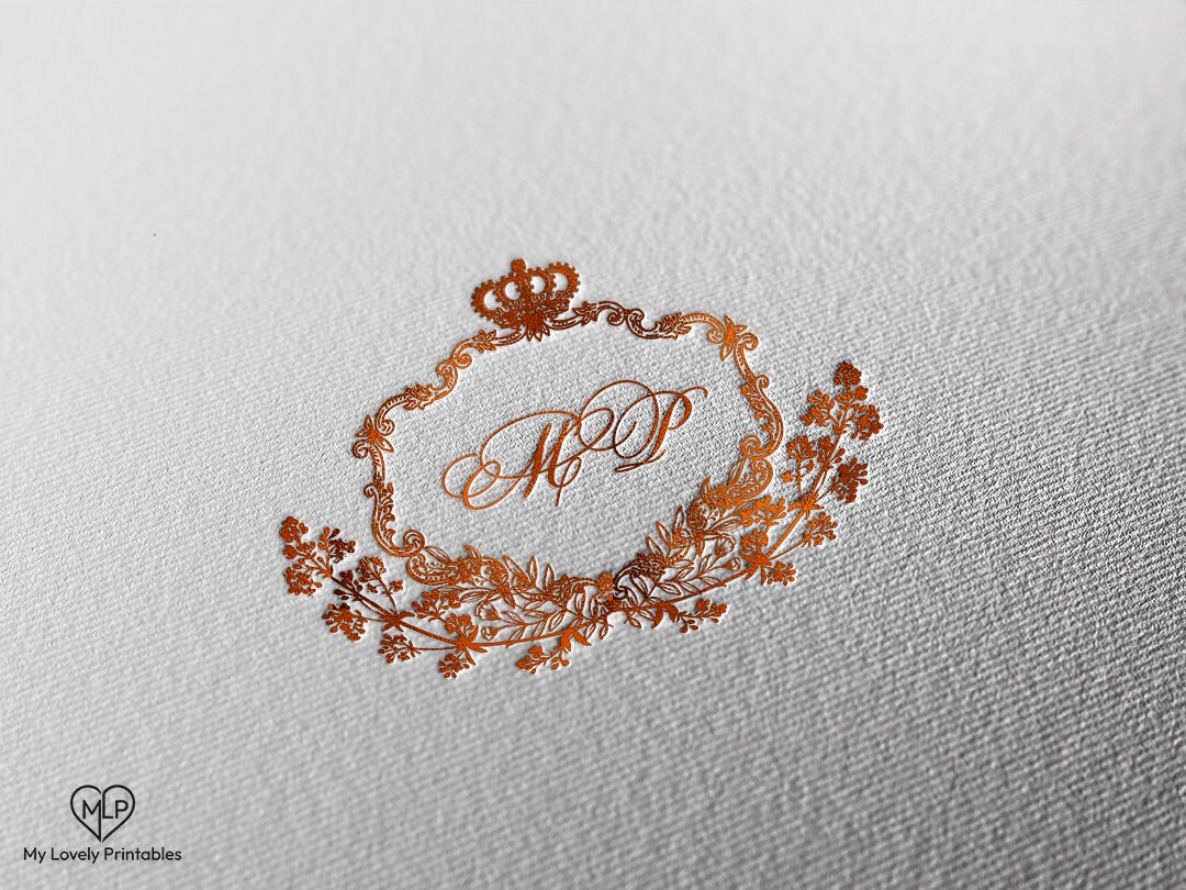 Regal Crown Crest Wedding Monogram, Custom Wedding Logo, Regal Monogram ...