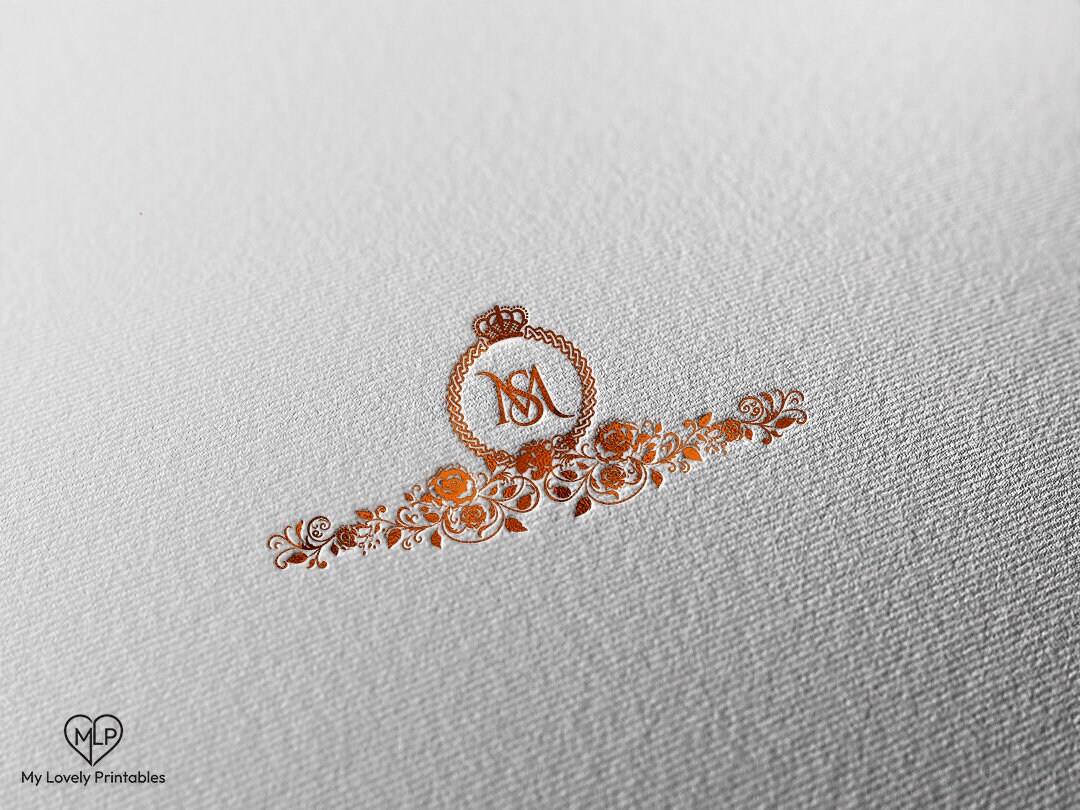 Victorian Rose Crown Monogram 'NS', Luxurious Floral Wedding Crest ...