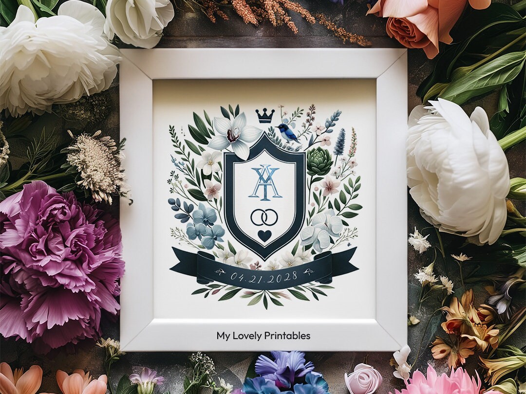 Nature-inspired Watercolor Crest - Monogram With Succulent, Myrtle, and ...