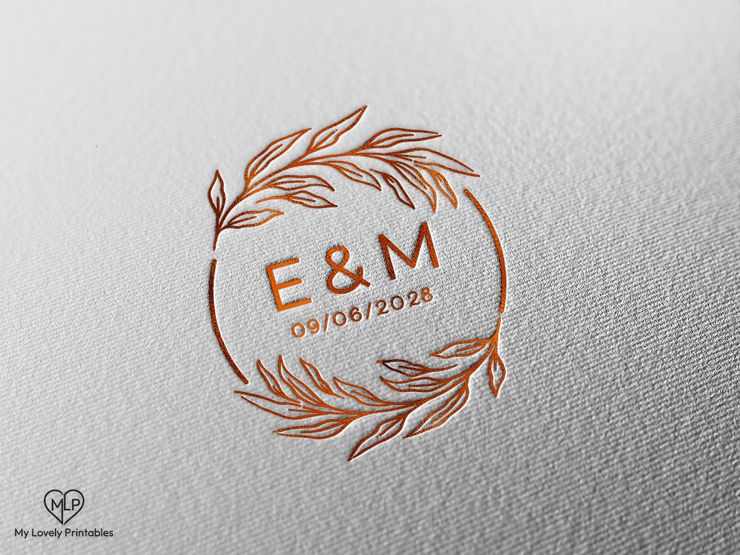 Elegant Circular Monogram, E-M Save the Date, Personalized Wedding ...