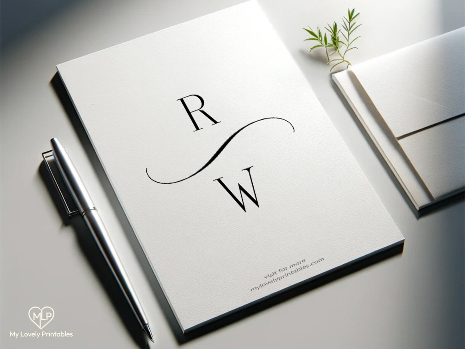 Sophisticated Swirl Monogram, Elegant R-W Initials, Classic Wedding ...