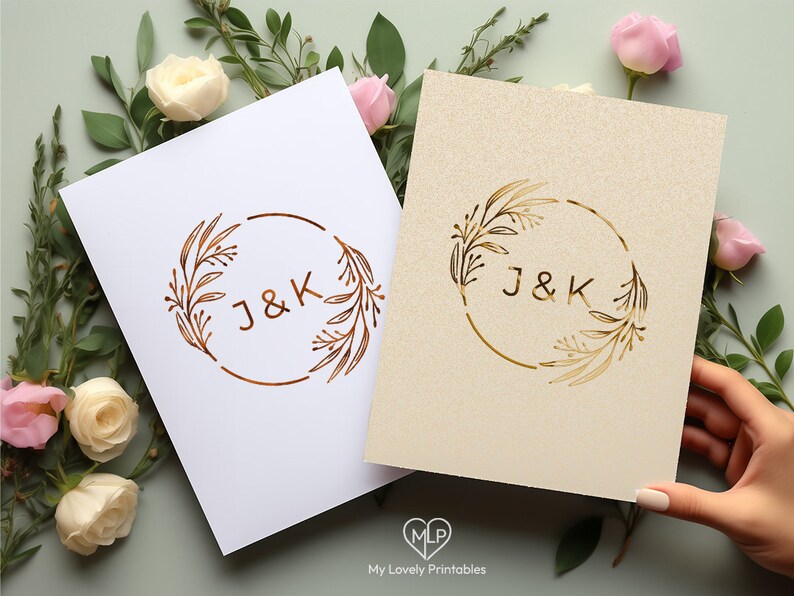 Minimalist Botanical Monogram, Custom JK Initials, Simple Wedding Logo ...