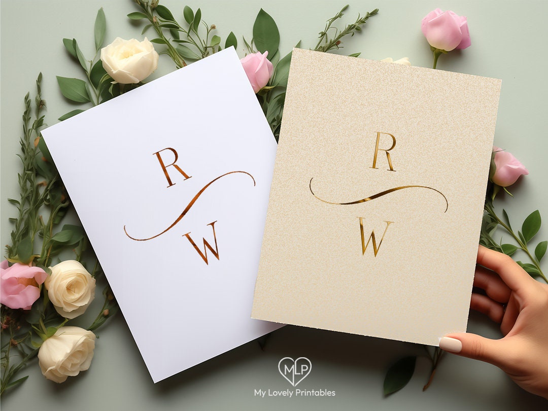 Sophisticated Swirl Monogram, Elegant R-W Initials, Classic Wedding ...