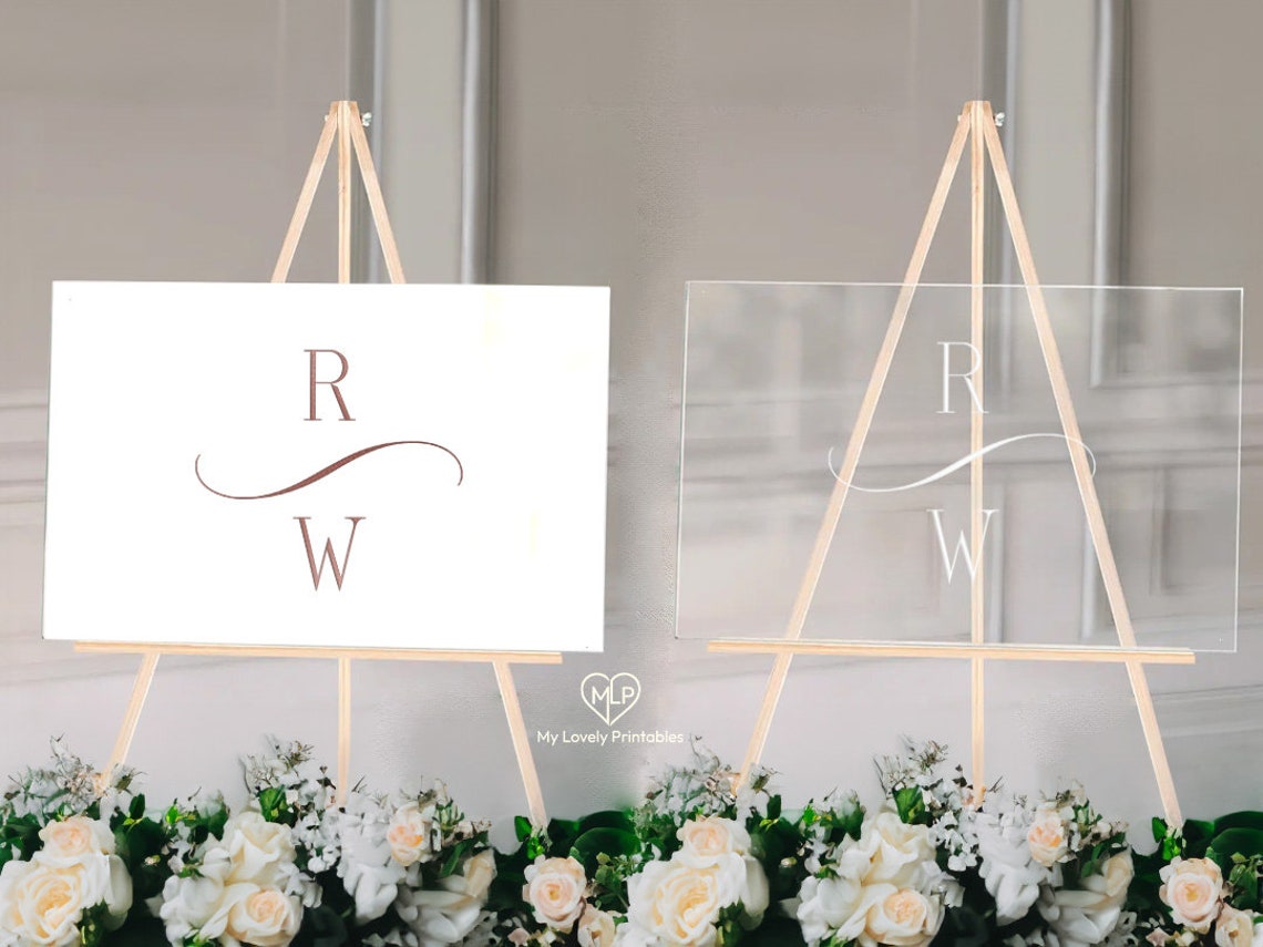 Sophisticated Swirl Monogram, Elegant R-W Initials, Classic Wedding ...