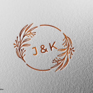 Minimalist Botanical Monogram, Custom JK Initials, Simple Wedding Logo ...