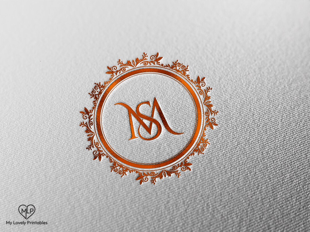 Victorian Rose Crown Monogram 'MS', Luxurious Floral Wedding Crest ...