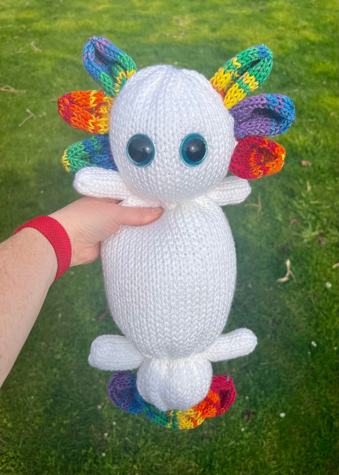 Axolotl Rainbow Stuffie Stuffed Animal Plushie Toy Circular Knitting ...