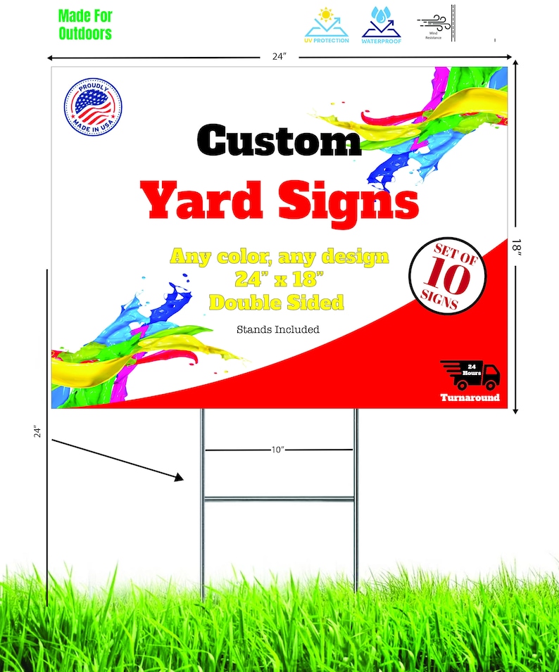 Custom Yard Signs With Stakes - Fully Customized 24x18 Double Sided ...