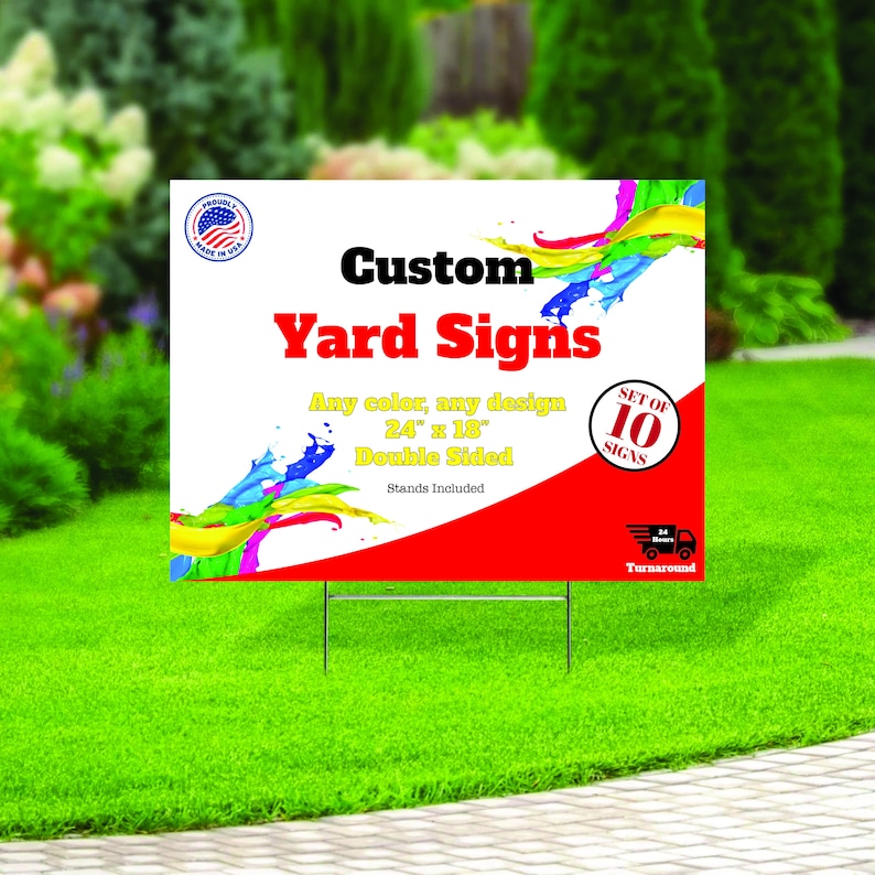 Custom Yard Signs With Stakes - Fully Customized 24x18 Double Sided ...