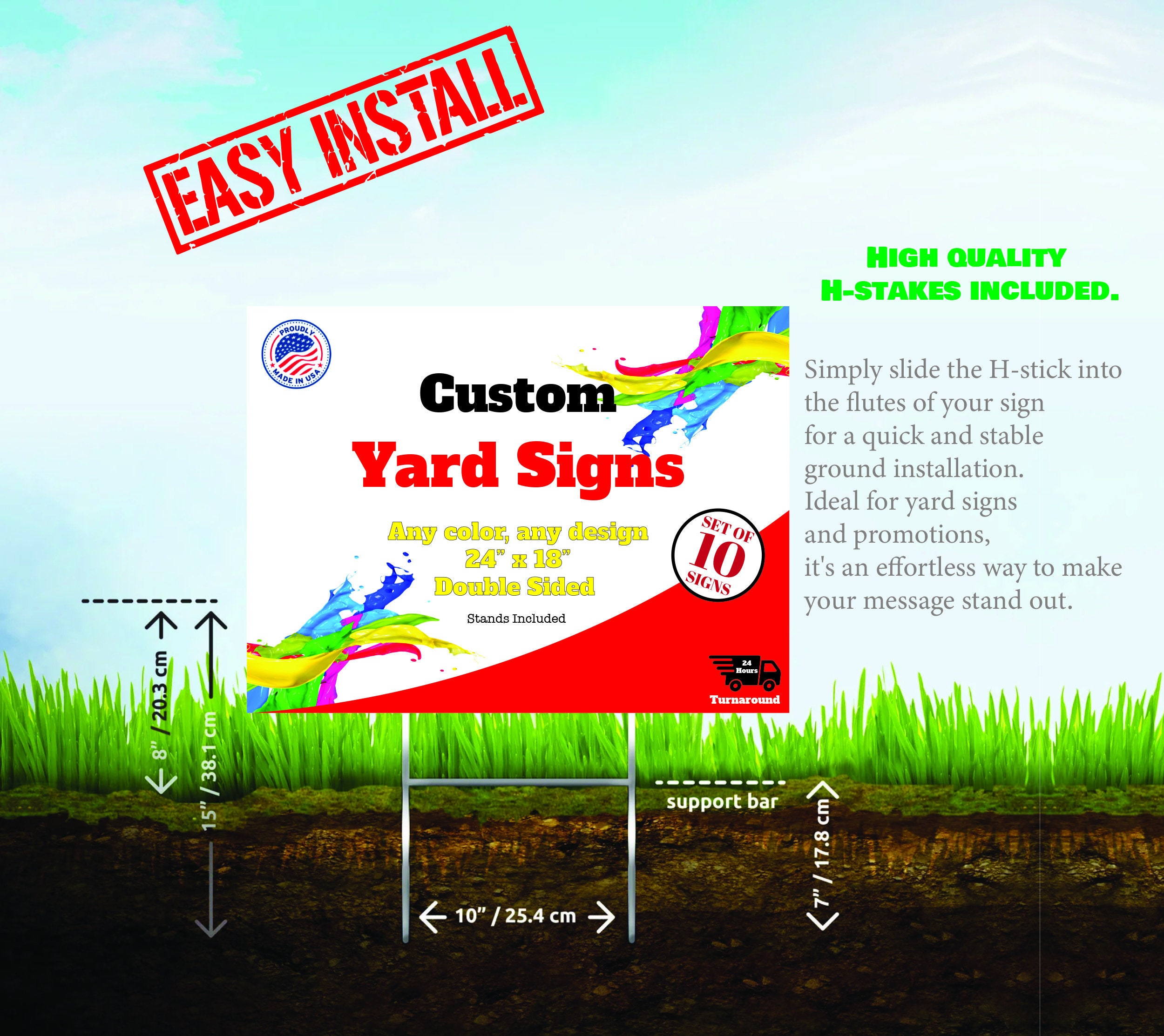 Custom Yard Signs With Stakes - Fully Customized 24x18 Double Sided ...