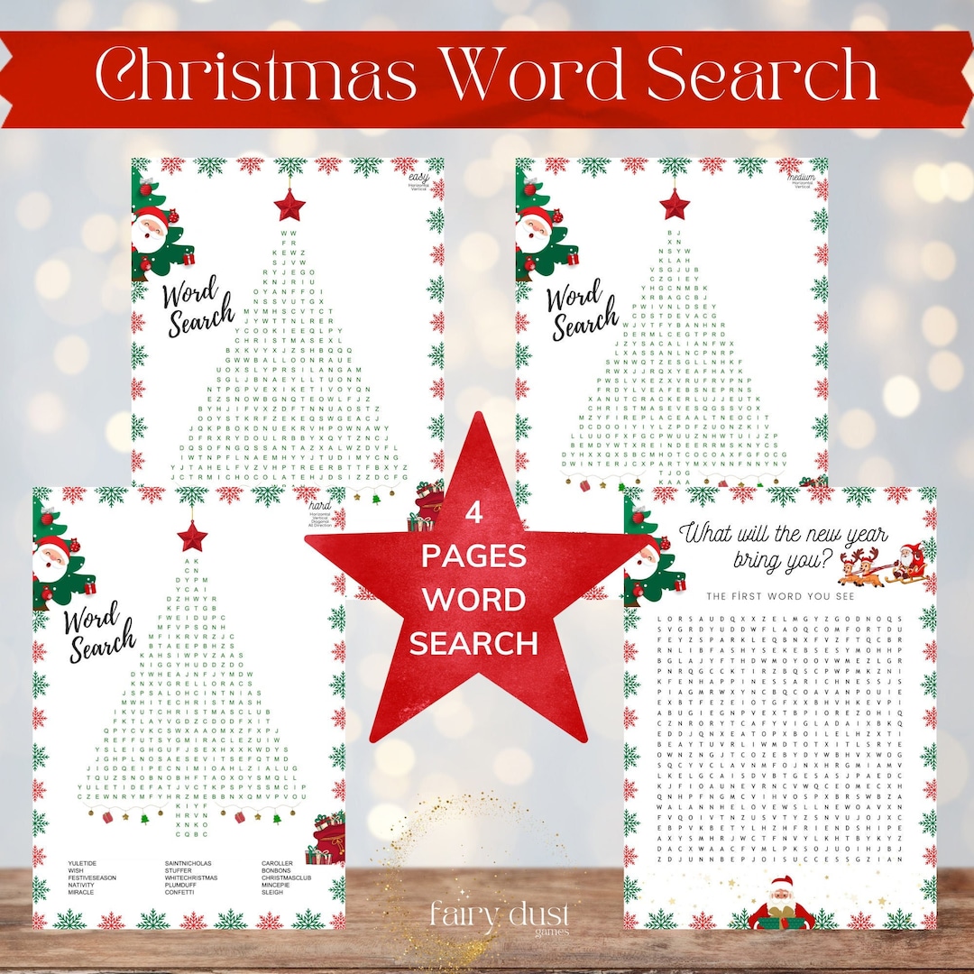 Christmas Word Game Set, Festive Word Search, Holiday Games for Family ...