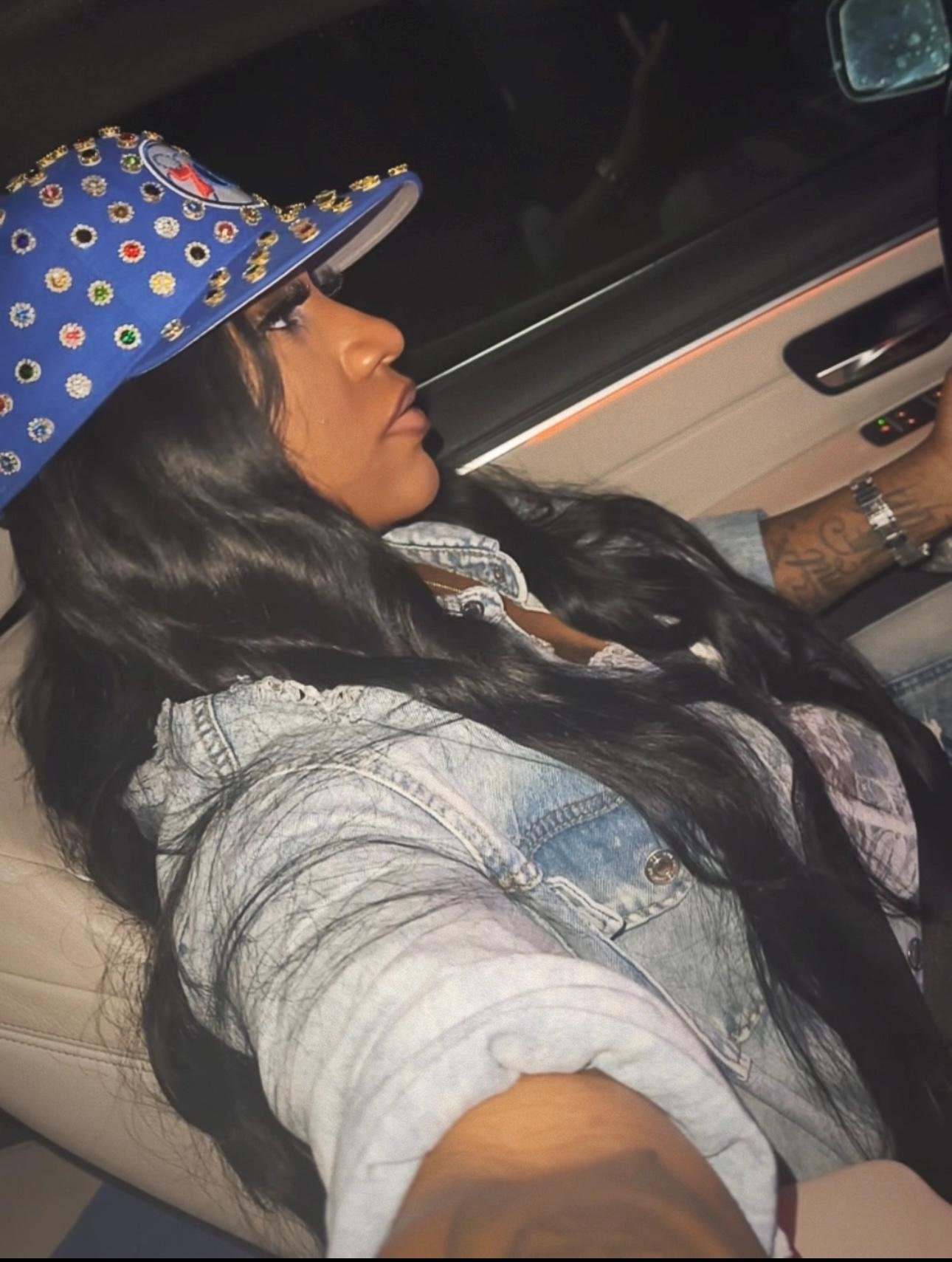 Rhinestone Fitted Hat - Etsy