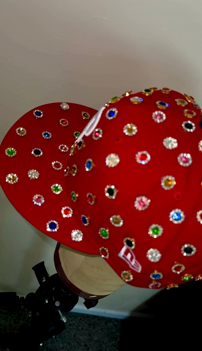 Rhinestone Fitted Hat - Etsy