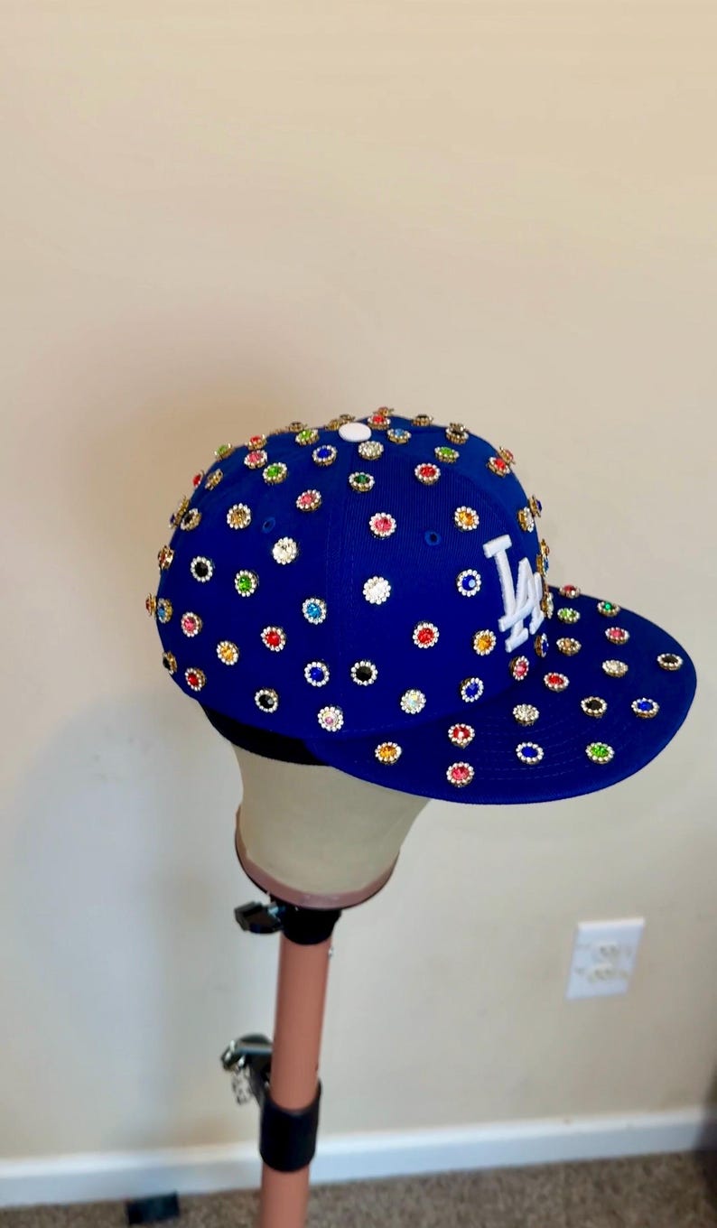 Rhinestone Fitted Hat - Etsy