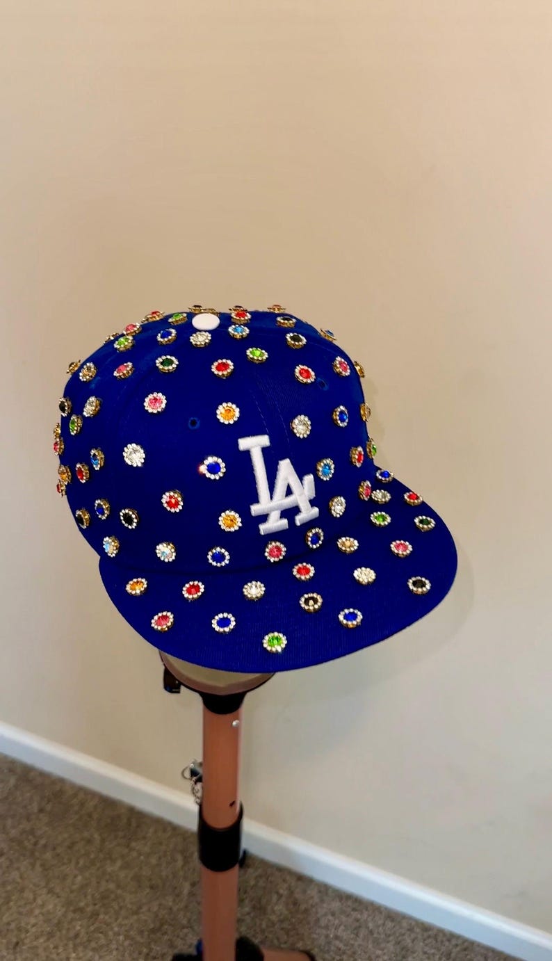 Rhinestone Fitted Hat - Etsy